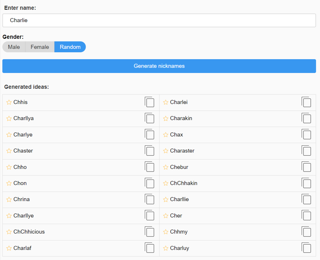 Generador de apodos tiernos